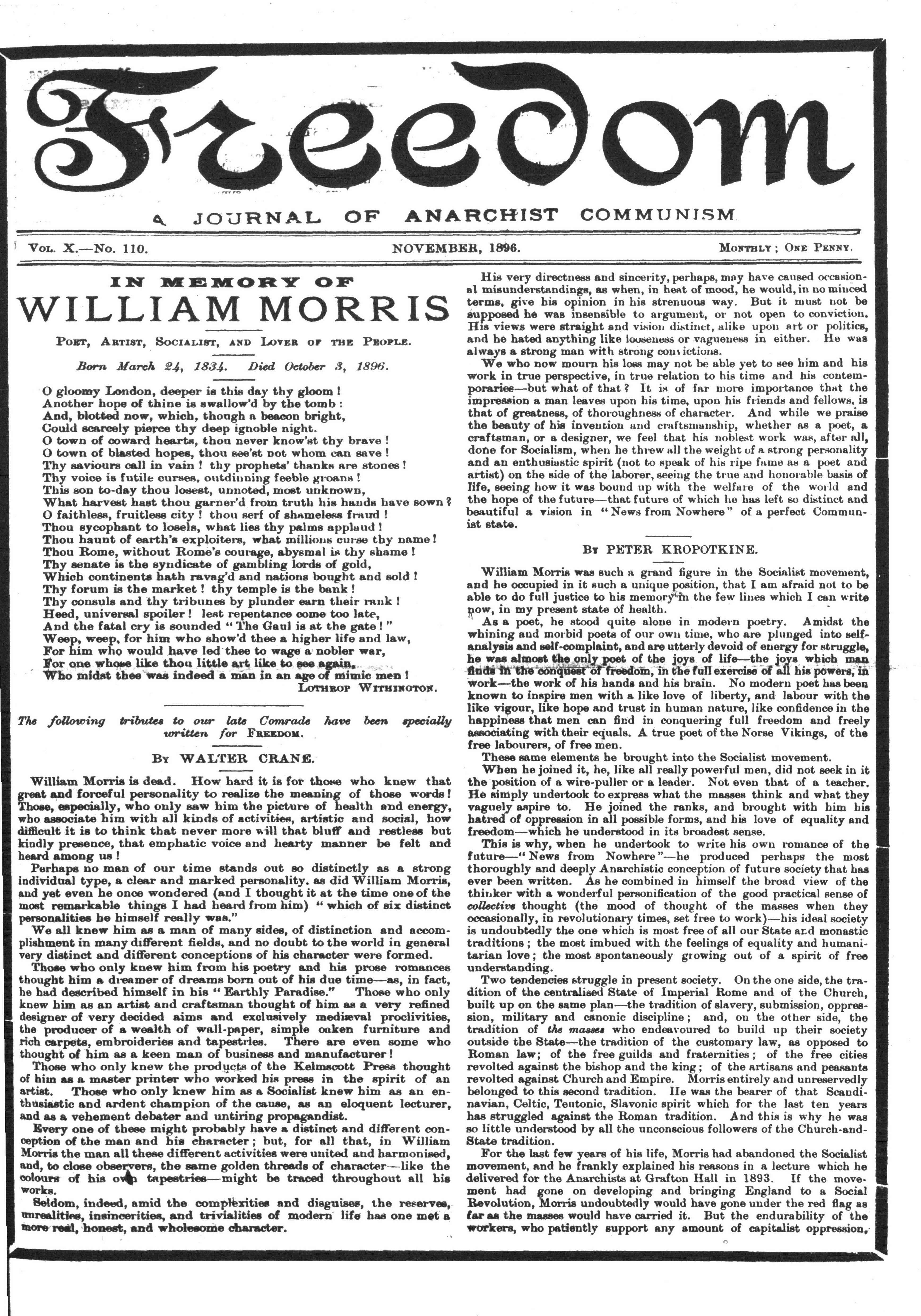 Freedom Vol 10 No 110 November 1896 Libcom Org